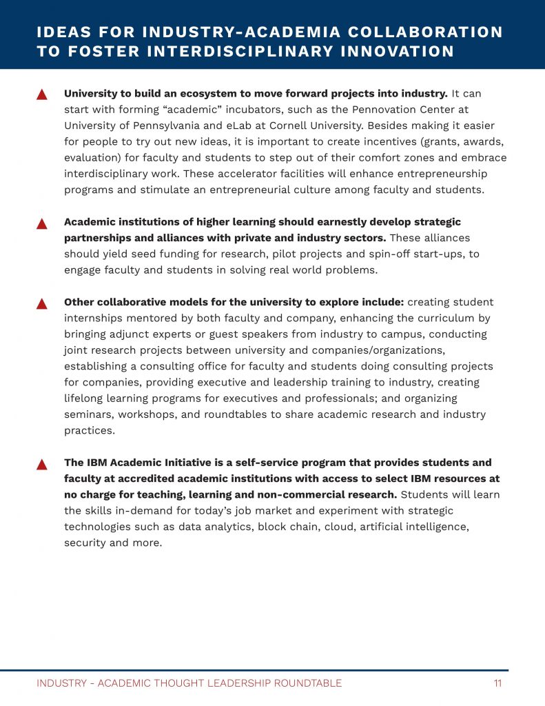Industry - Academic Thought Leadership Roundtable - INTERDISCIPLINARY ...